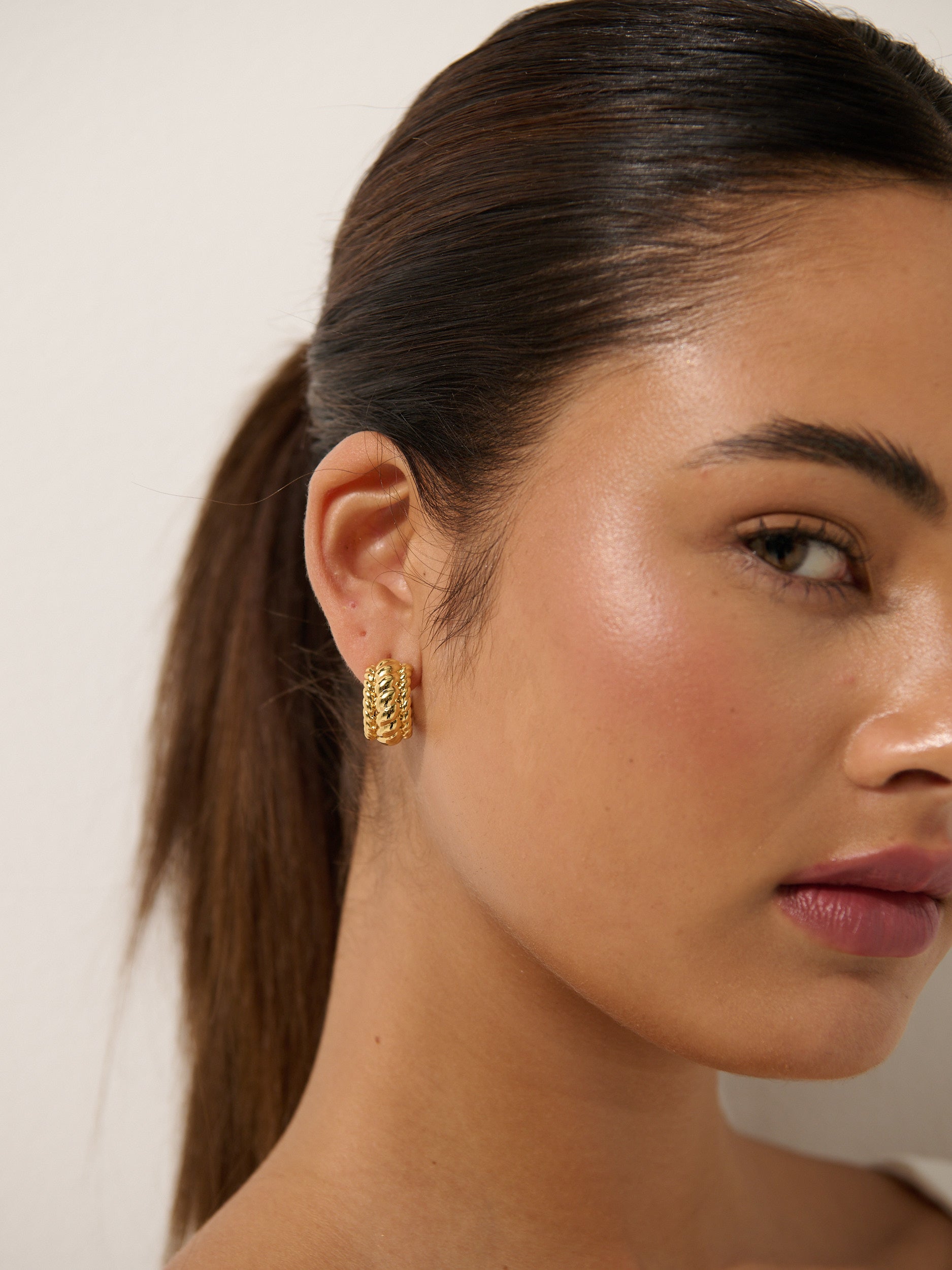 Braided Hoop Gold Plated Earrings - whola