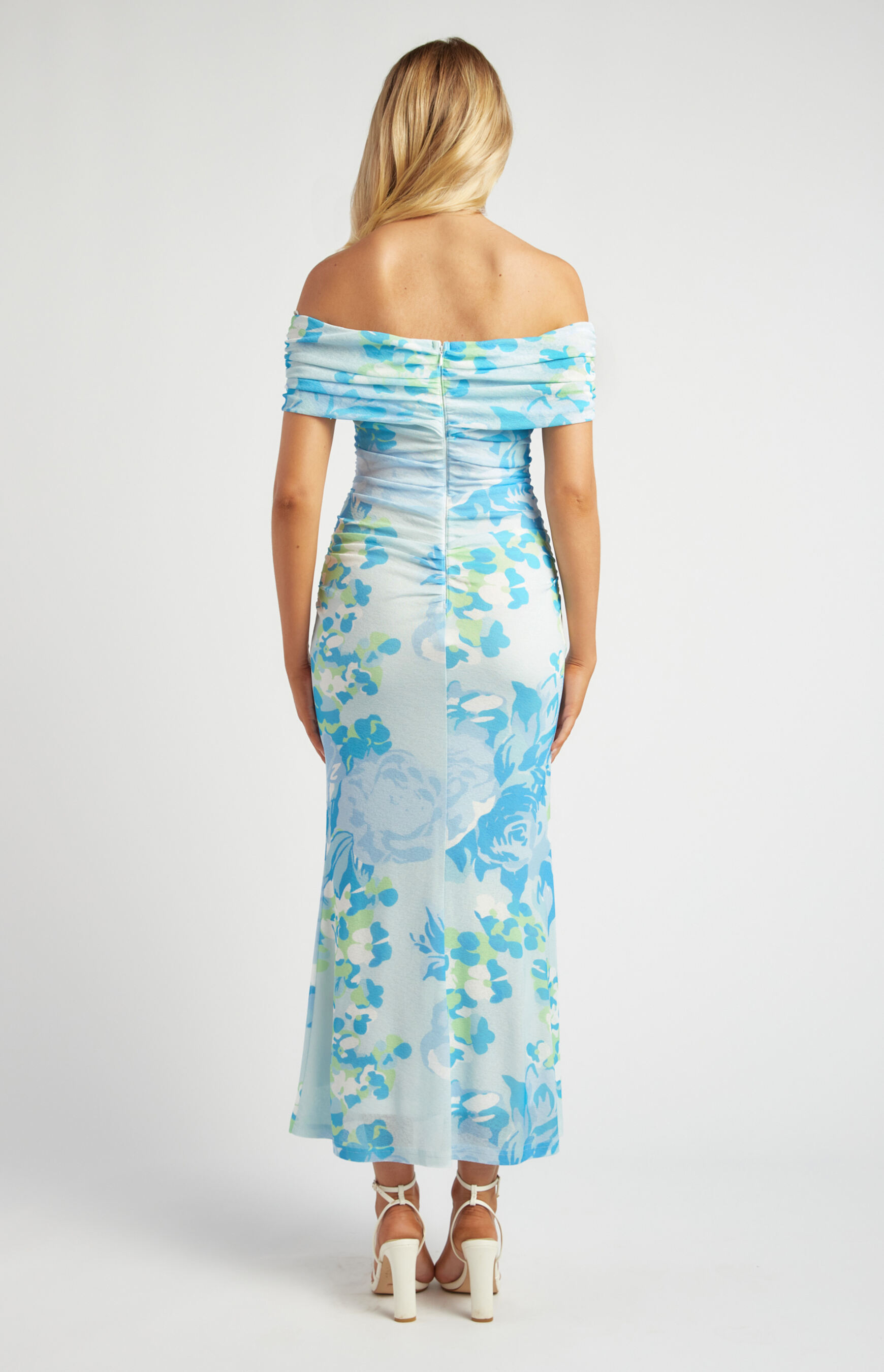 Tissue Jersey Off Shoulder Floral Print Maxi Dress - whola