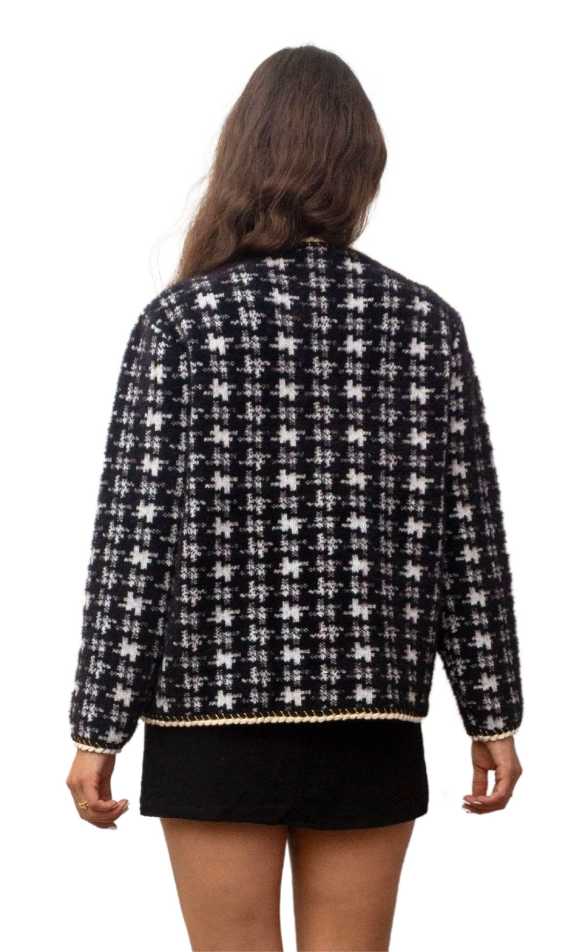 5801-BLACK: Black soft and fluffy WOOL-ACRYLIC jacket - whola