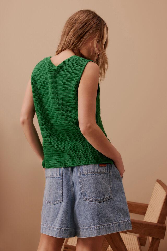 MARGOT MESH KNIT TANK KELLY GREEN - whola